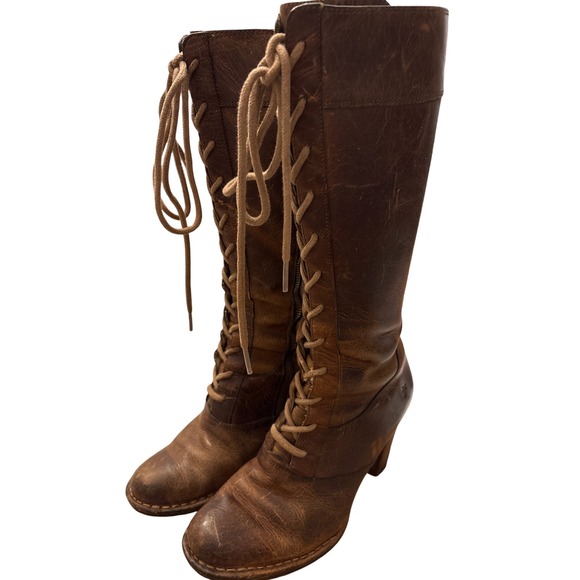 Frye | Shoes | Frye W 75 Vintage Villager Lace Up Zip Boots Brown ...